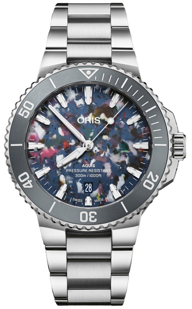 01 733 7787 4150-07 8 22 04PEB UPCYCLE Oris Aquis Date 41.5mm Mens Watch