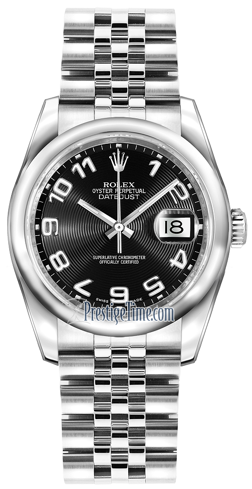 116200 Black Concentric Arabic Jubilee Rolex Datejust 36mm Stainless ...