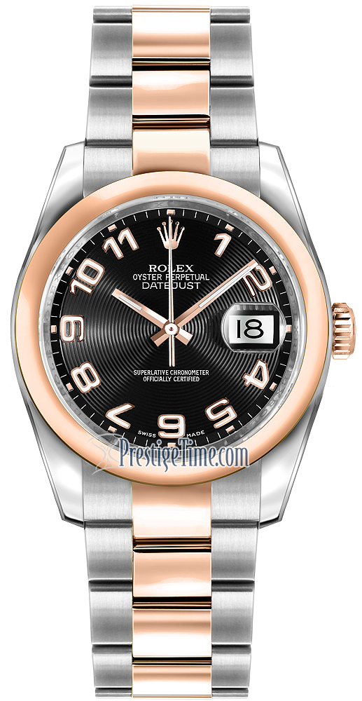116201 Black Concentric Arabic Oyster Rolex Datejust 36mm Stainless ...