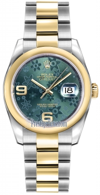 116203 Green Floral Oyster Rolex Datejust 36mm Stainless Steel and ...