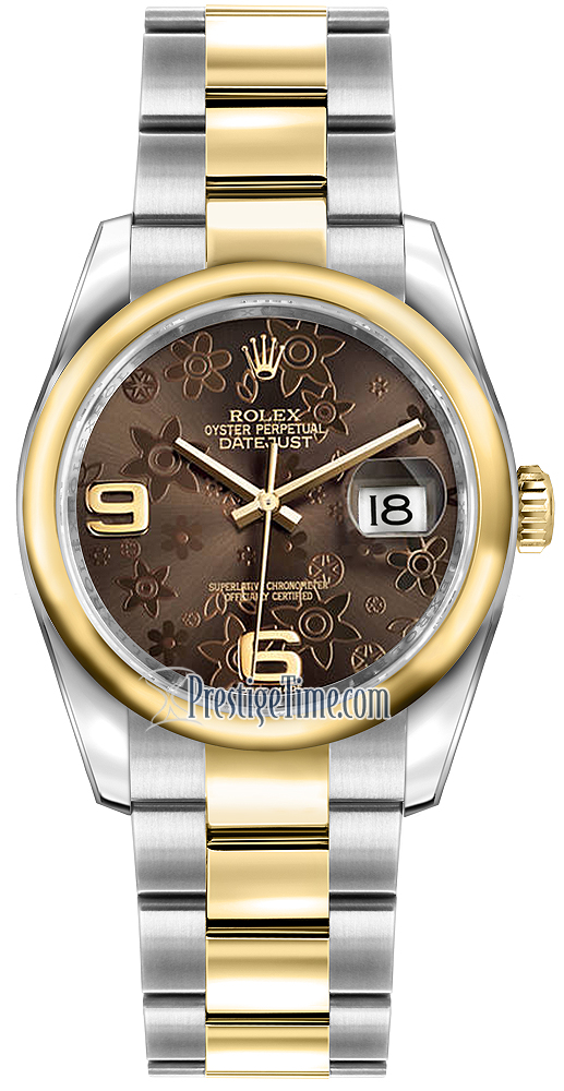 116203 Bronze Floral Oyster Rolex Datejust 36mm Stainless Steel and ...