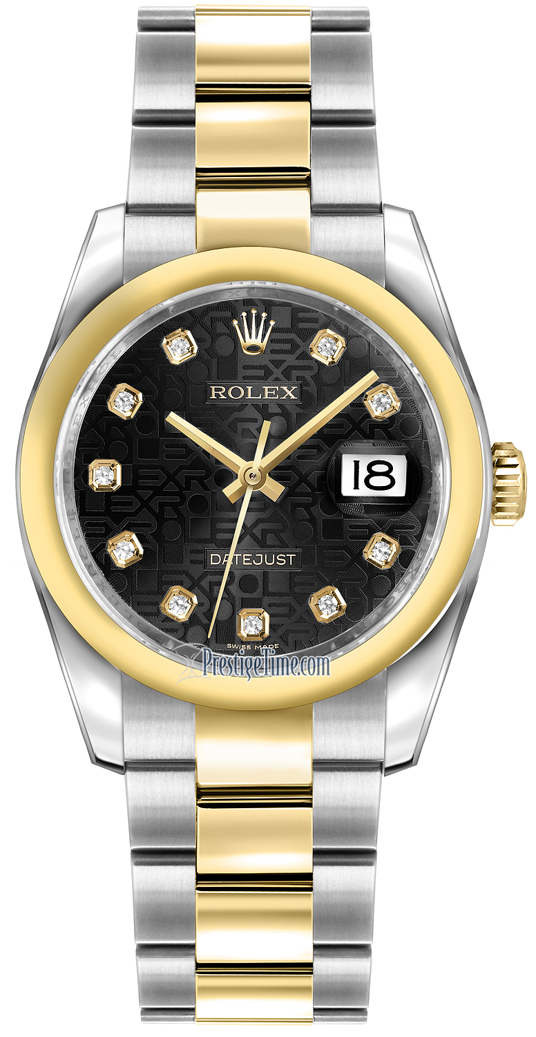 116203 Jubilee Black Diamond Oyster Rolex Datejust 36mm Stainless Steel ...