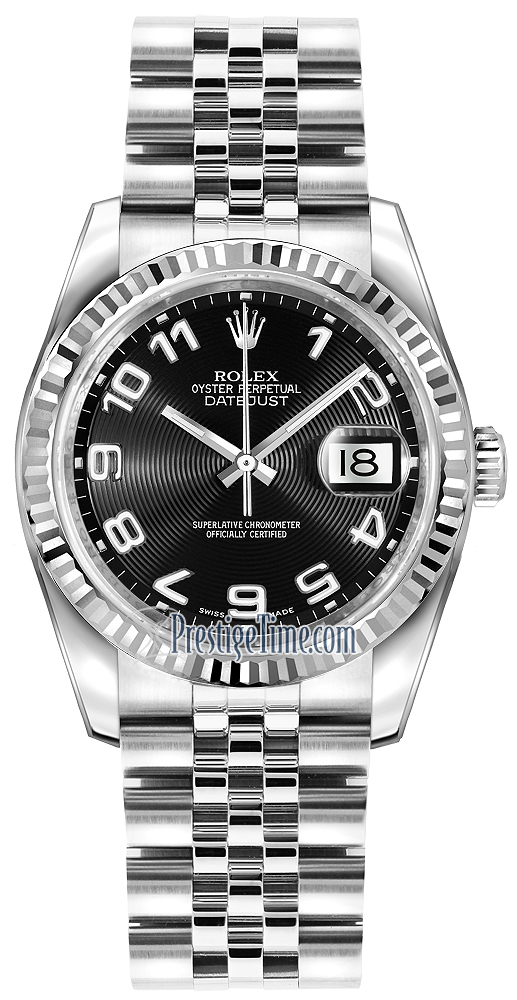 116234 Black Concentric Arabic Jubilee Rolex Datejust 36mm Stainless ...