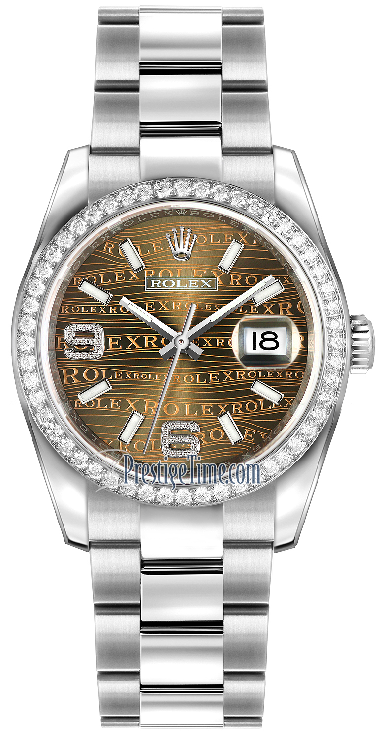 116244 Bronze Wave Oyster Rolex Datejust 36mm Stainless Steel Ladies Watch