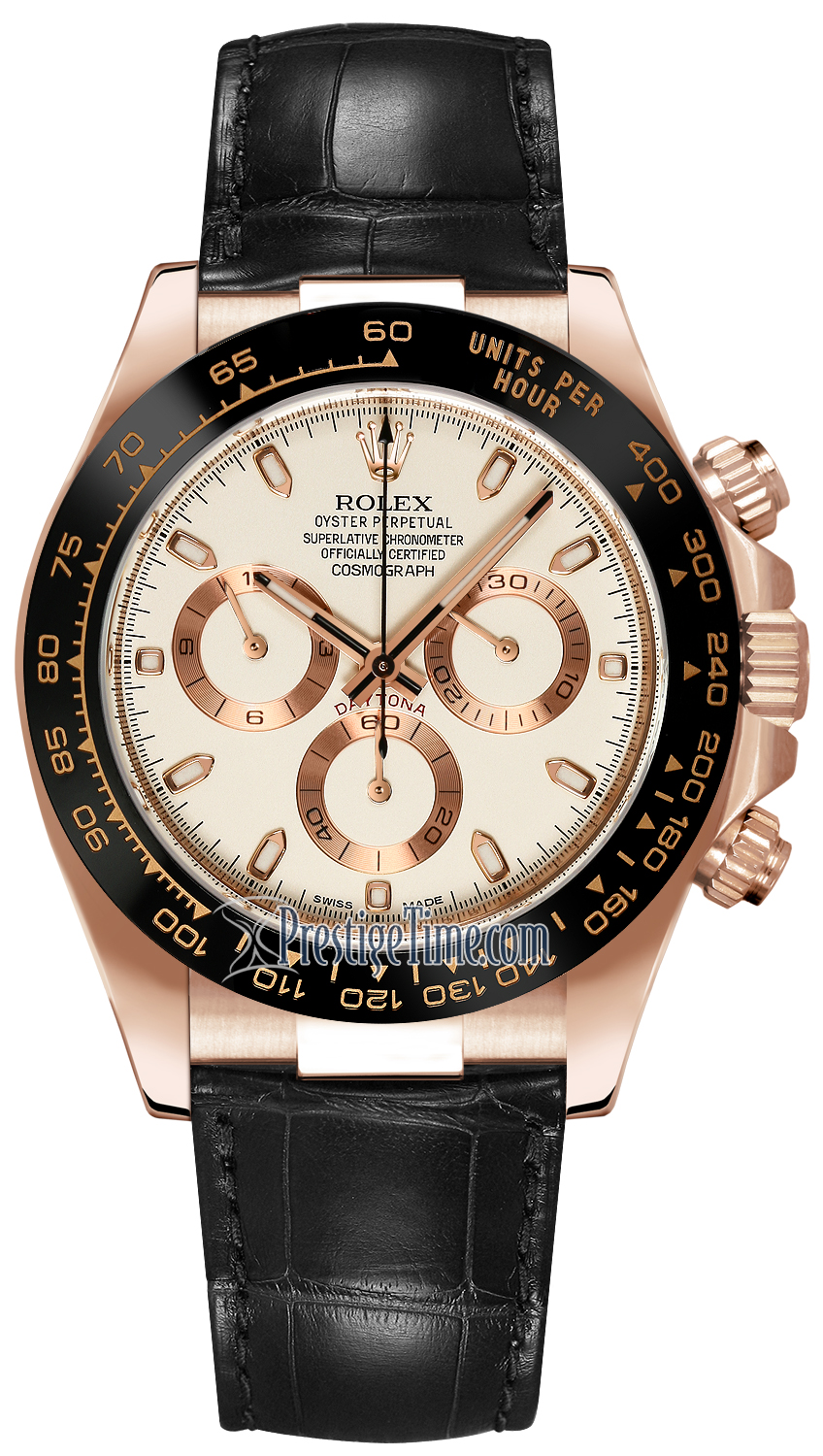 116515LN Ivory Index Rolex Cosmograph Daytona Everose Gold Mens Watch