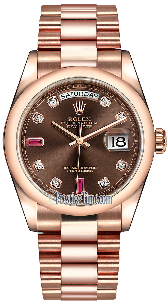 118205 Chocolate Diamond Ruby President Rolex Day-Date 36mm Everose ...