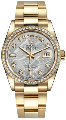 118348 Meteorite Diamond Oyster Rolex Day-Date 36mm Yellow Gold Domed ...