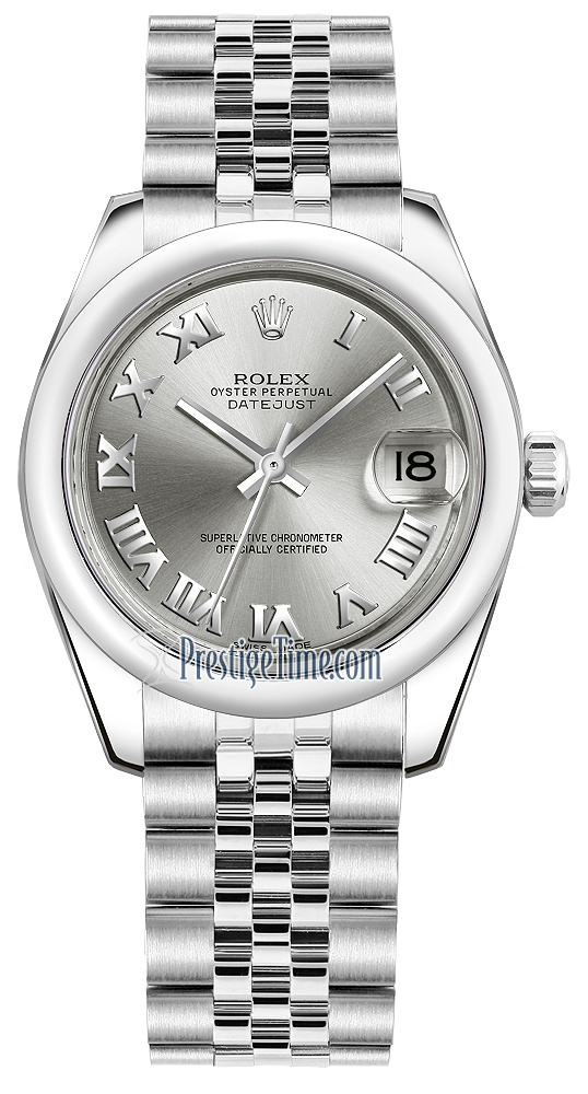178240 Rhodium Roman Jubilee Rolex Datejust 31mm Stainless Steel Ladies ...