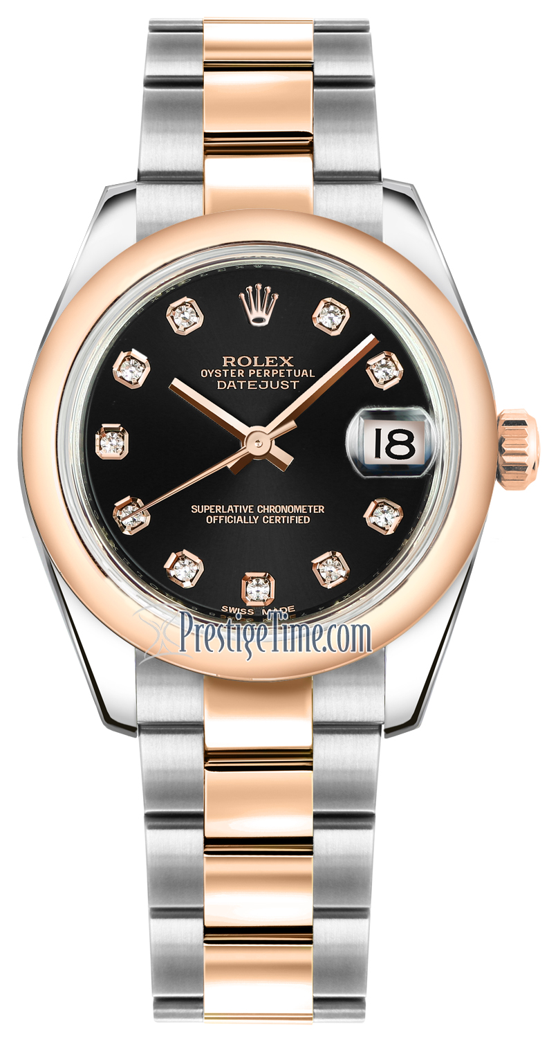 178241 Black Diamond Oyster Rolex Datejust 31mm Stainless Steel and ...