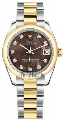 178243 Black MOP Diamond Oyster Rolex Datejust 31mm Stainless Steel and ...