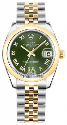 178243 Olive Green VI Roman Jubilee Rolex Datejust 31mm Stainless Steel ...