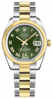178243 Olive Green VI Roman Oyster Rolex Datejust 31mm Stainless Steel ...