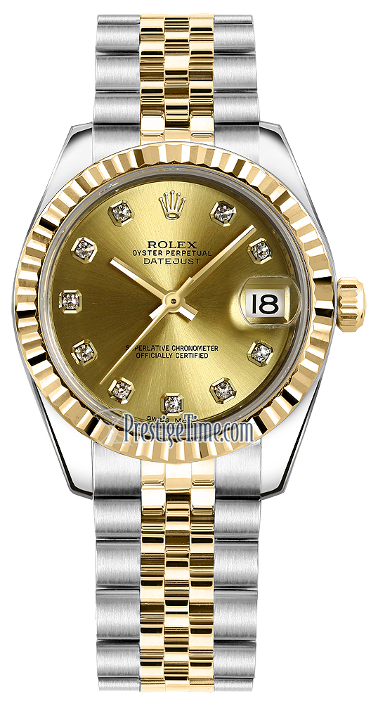 178273 Champagne Diamond Jubilee Rolex Datejust 31mm Stainless Steel ...
