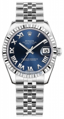 178274 Blue Roman Jubilee Rolex Datejust 31mm Stainless Steel Ladies Watch