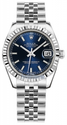178274 Blue Index Jubilee Rolex Datejust 31mm Stainless Steel Ladies Watch