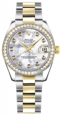 178383 White MOP Diamond Oyster Rolex Datejust 31mm Stainless Steel and ...