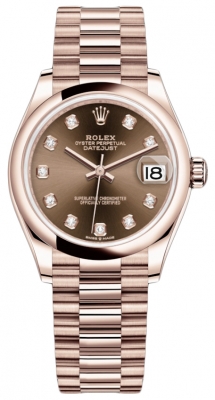 278245 Chocolate Diamond President Rolex Datejust 31mm Everose Gold ...