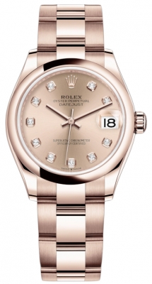 278245 Gold Diamond Oyster Rolex Datejust 31mm Everose Gold Ladies Watch