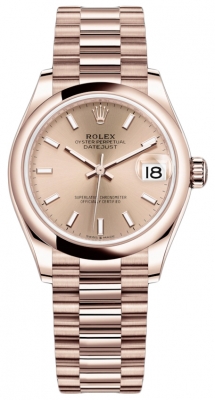 278245 Gold Index President Rolex Datejust 31mm Everose Gold Ladies Watch