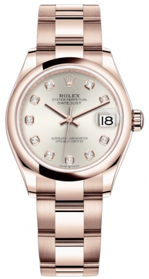 278245 Silver Diamond Oyster Rolex Datejust 31mm Everose Gold Ladies Watch