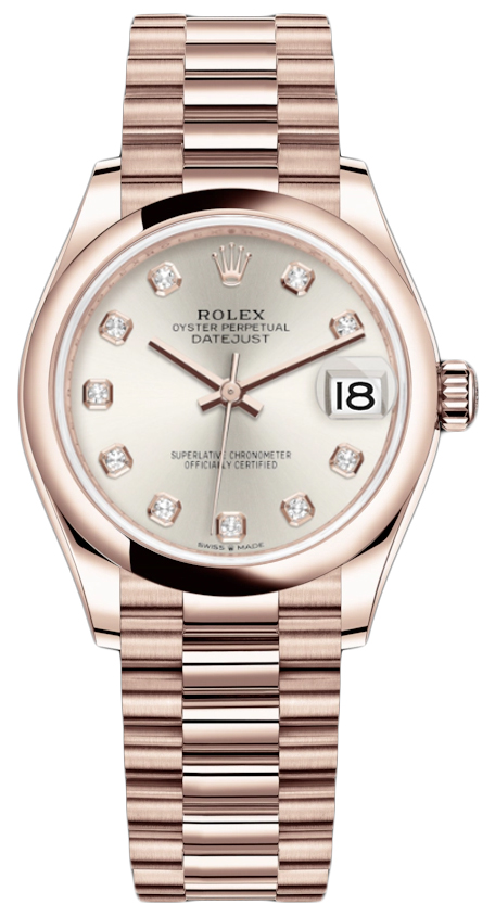 278245 Silver Diamond President Rolex Datejust 31mm Everose Gold Ladies ...