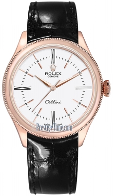 50505 White Rolex Cellini Time 39mm Mens Watch