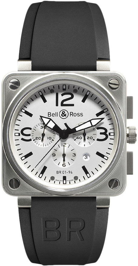 BR01-94 Steel White Bell & Ross BR01-94 Chronograph 46mm Mens Watch