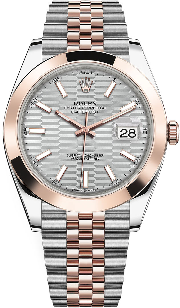 126301 Silver Fluted Jubilee Rolex Datejust 41mm Steel and Everose Gold ...