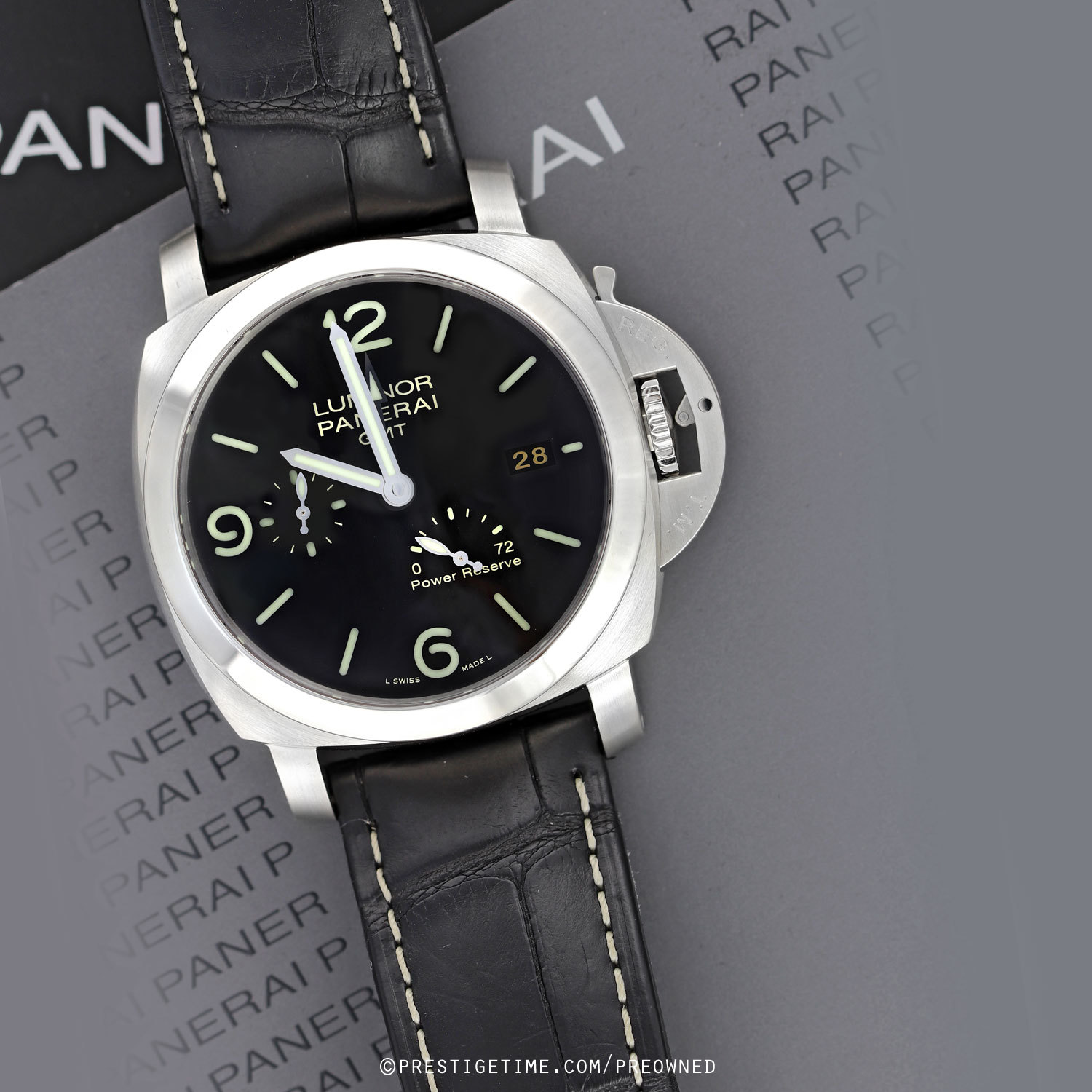 Pre-owned Panerai Luminor 1950 3 Days GMT Power Reserve Automatic 44mm ...