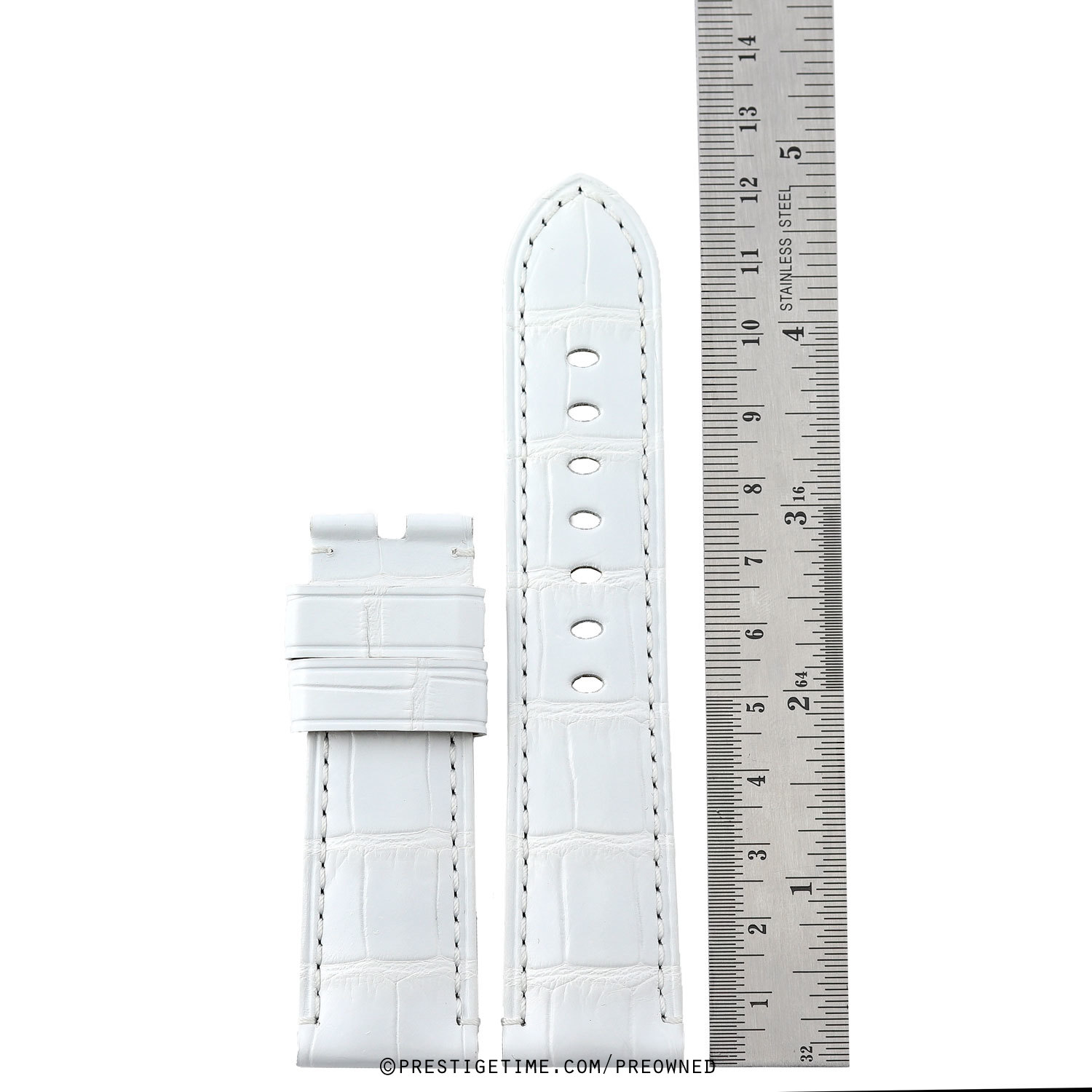 Pre-owned Panerai White Alligator strap