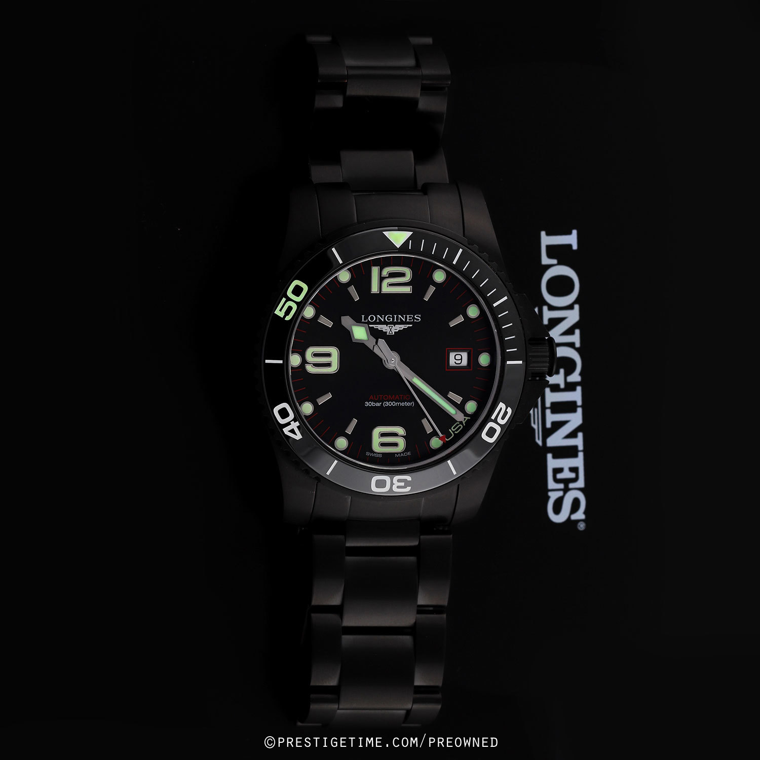 Pre-owned Longines USA EXCLUSIVE HydroConquest Automatic 41mm L3.742.2.58.6