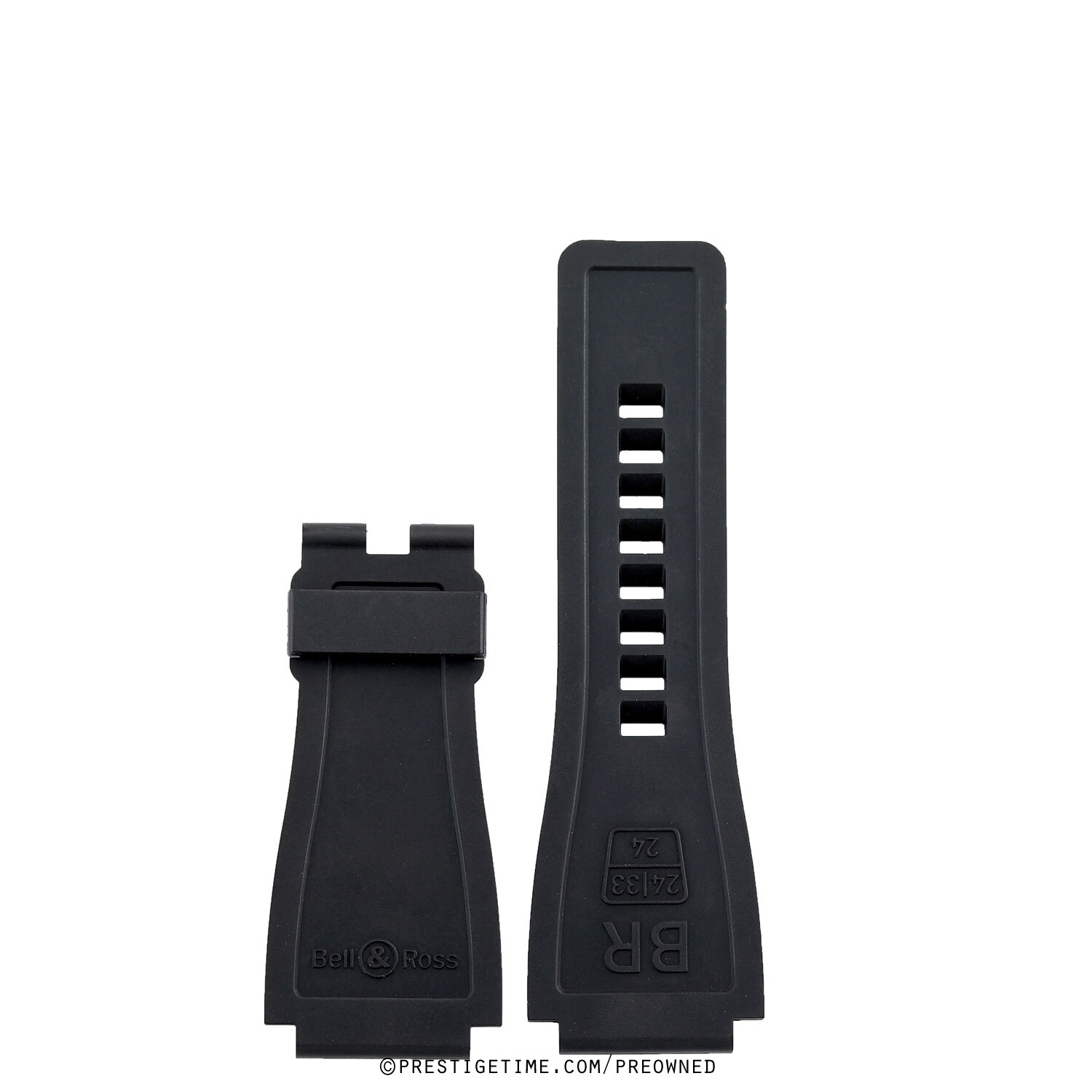 Pre-owned Bell & Ross Black Grooved Rubber strap
