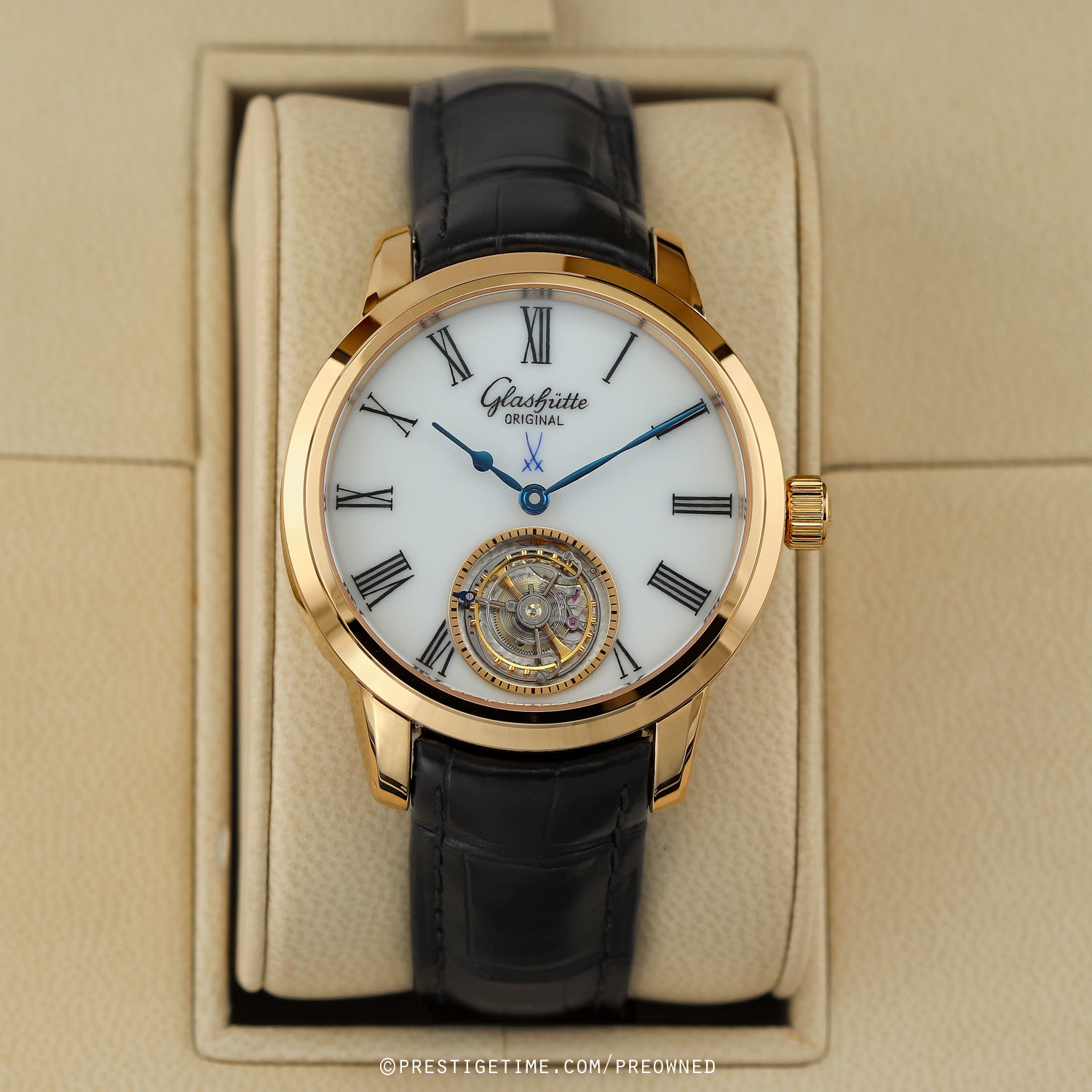 Pre-owned Glashutte Original Senator Meissen Tourbillon 40mm 1-94-11-01 ...