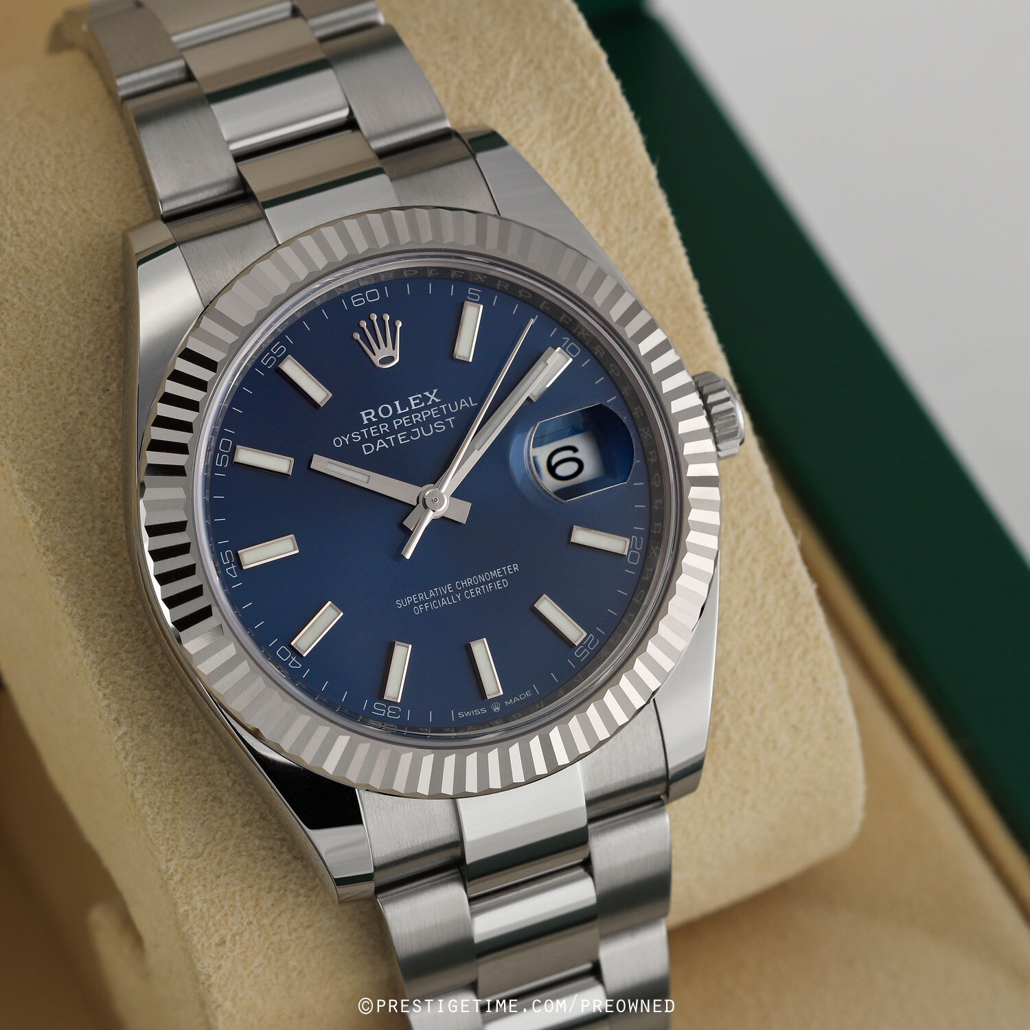 Pre-owned Rolex Datejust 41mm Stainless Steel 126334 Blue Index Oyster
