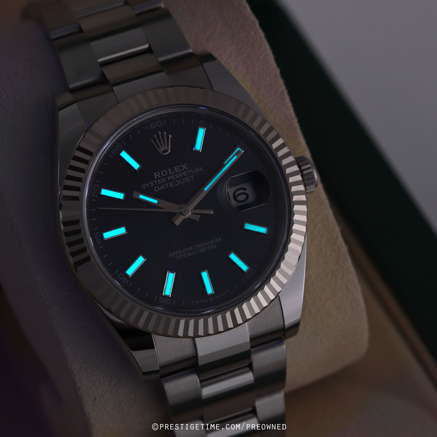 Pre-owned Rolex Datejust 41mm Stainless Steel 126334 Blue Index Oyster