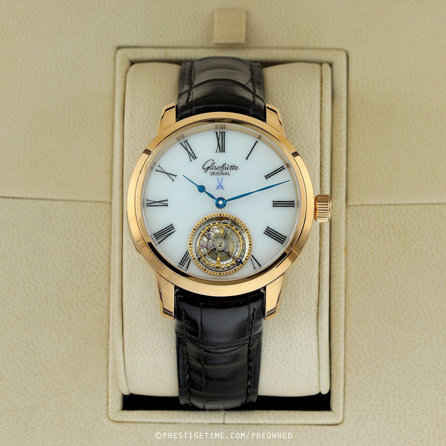 Pre-owned Glashutte Original Senator Meissen Tourbillon 40mm 1-94-11-01 ...