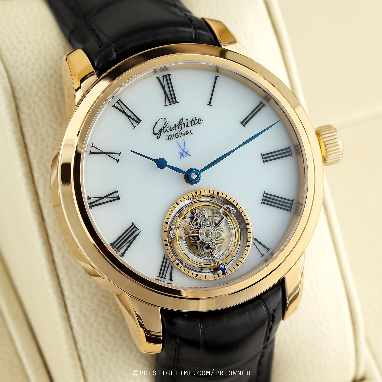 Pre-owned Glashutte Original Senator Meissen Tourbillon 40mm 1-94-11-01 ...