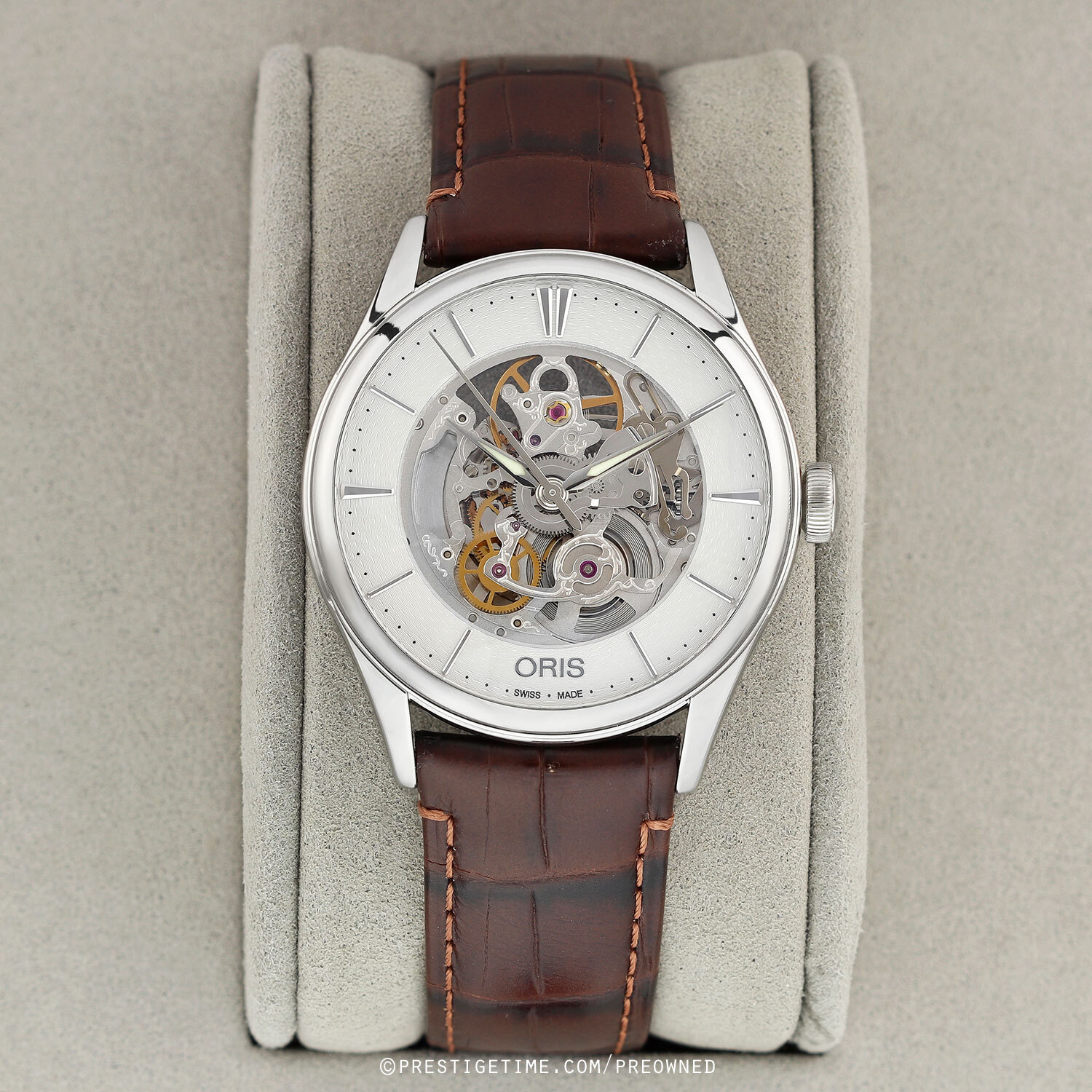 Pre-owned Oris Artelier Skeleton Automatic 40mm 01 734 7721 4051-07 5 ...