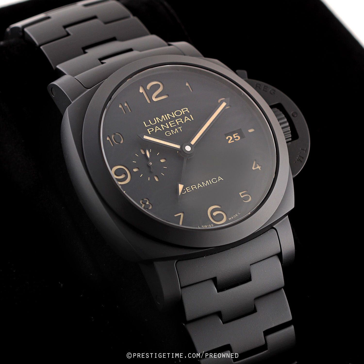 Pre-owned Panerai Luminor 1950 CERAMICA 3 Days GMT 44mm pam00438