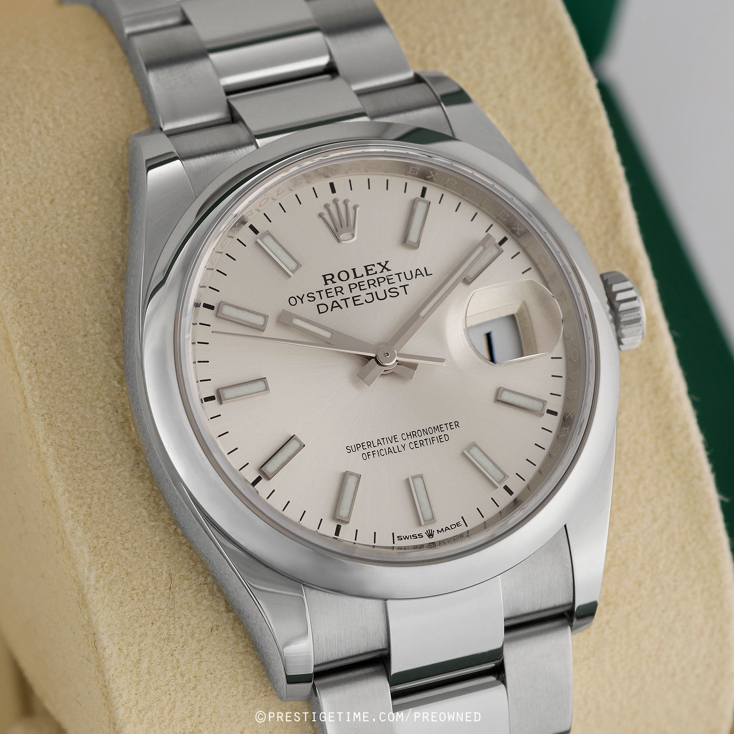Pre-owned Rolex Datejust 36mm 126200 Silver Index Oyster