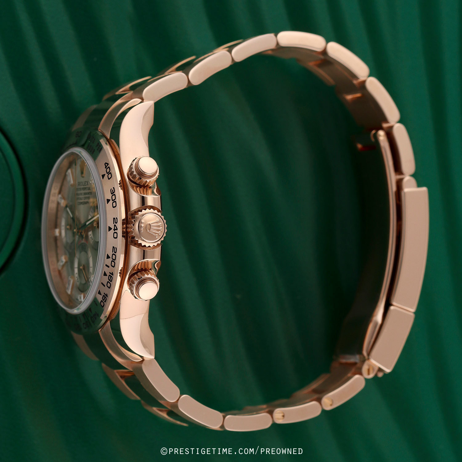 Pre-owned Rolex Daytona Everose Gold m116505-0017 116505 Sundust Baguette