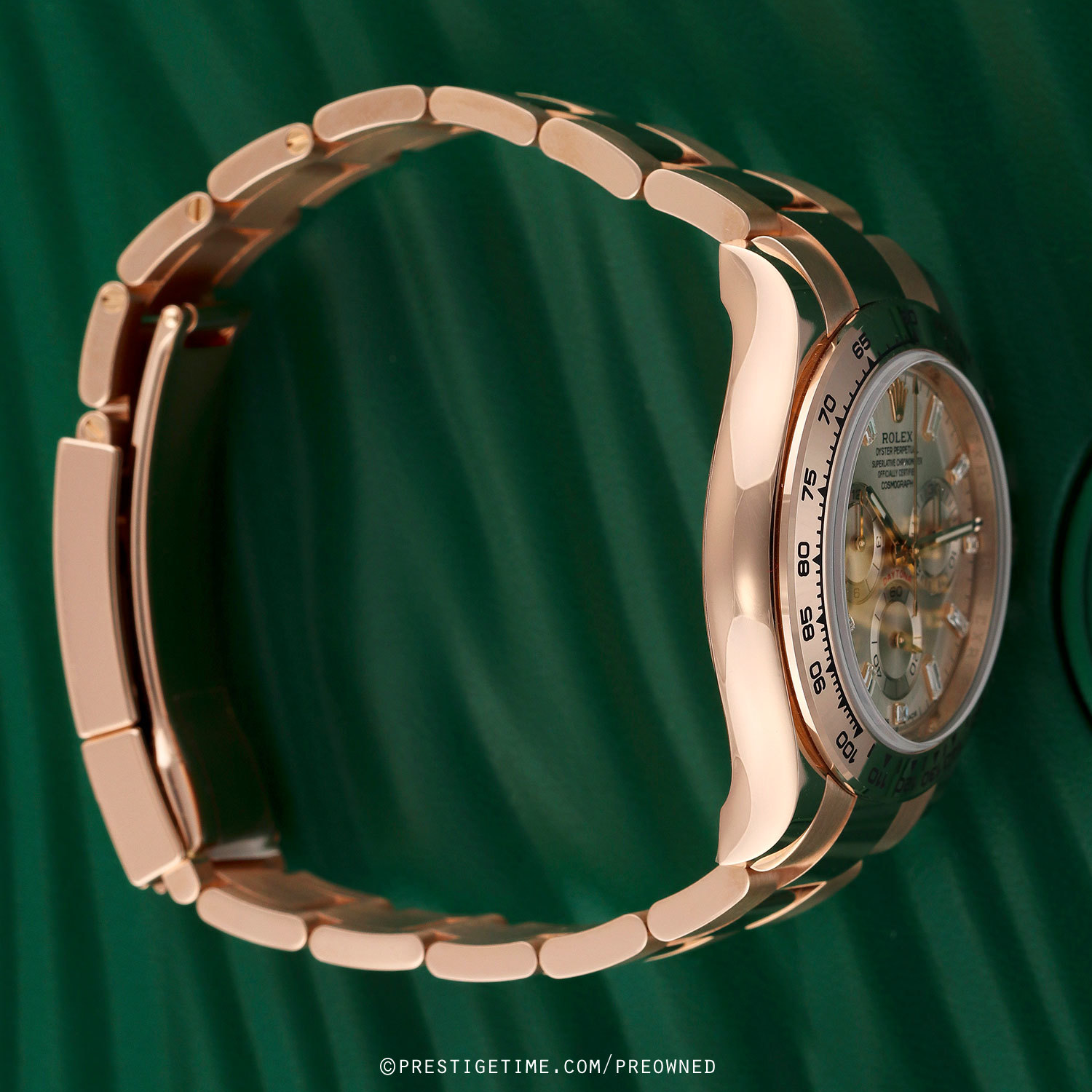 Pre-owned Rolex Daytona Everose Gold m116505-0017 116505 Sundust Baguette