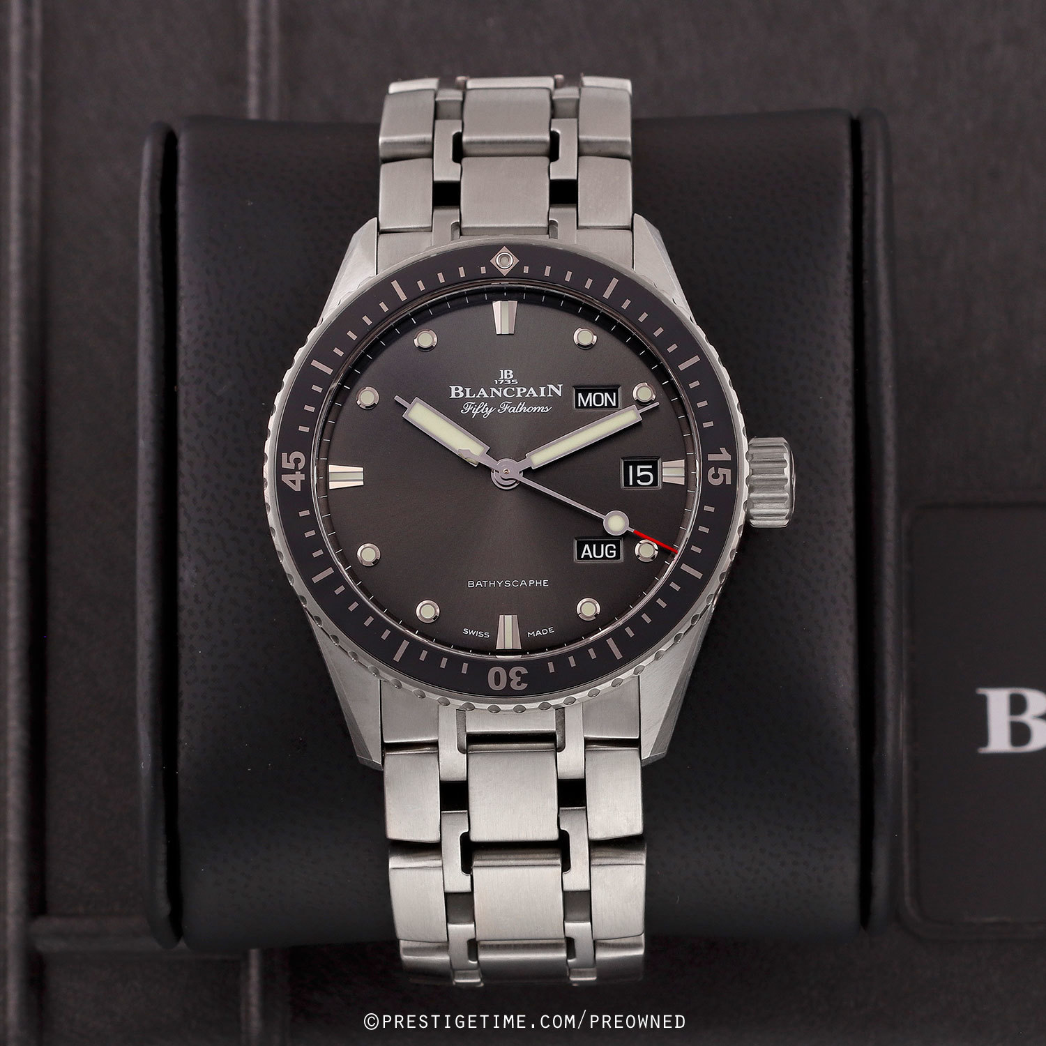 Pre-owned Blancpain Fifty Fathoms Bathyscaphe Annual Calendar 43mm 5071 ...