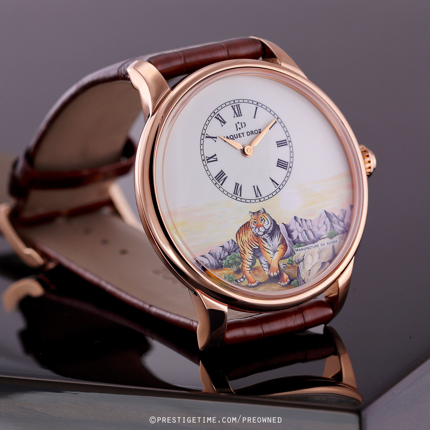 Pre-owned Jaquet Droz LIMITED EDITION TIGER Les Ateliers d'Art 43mm ...