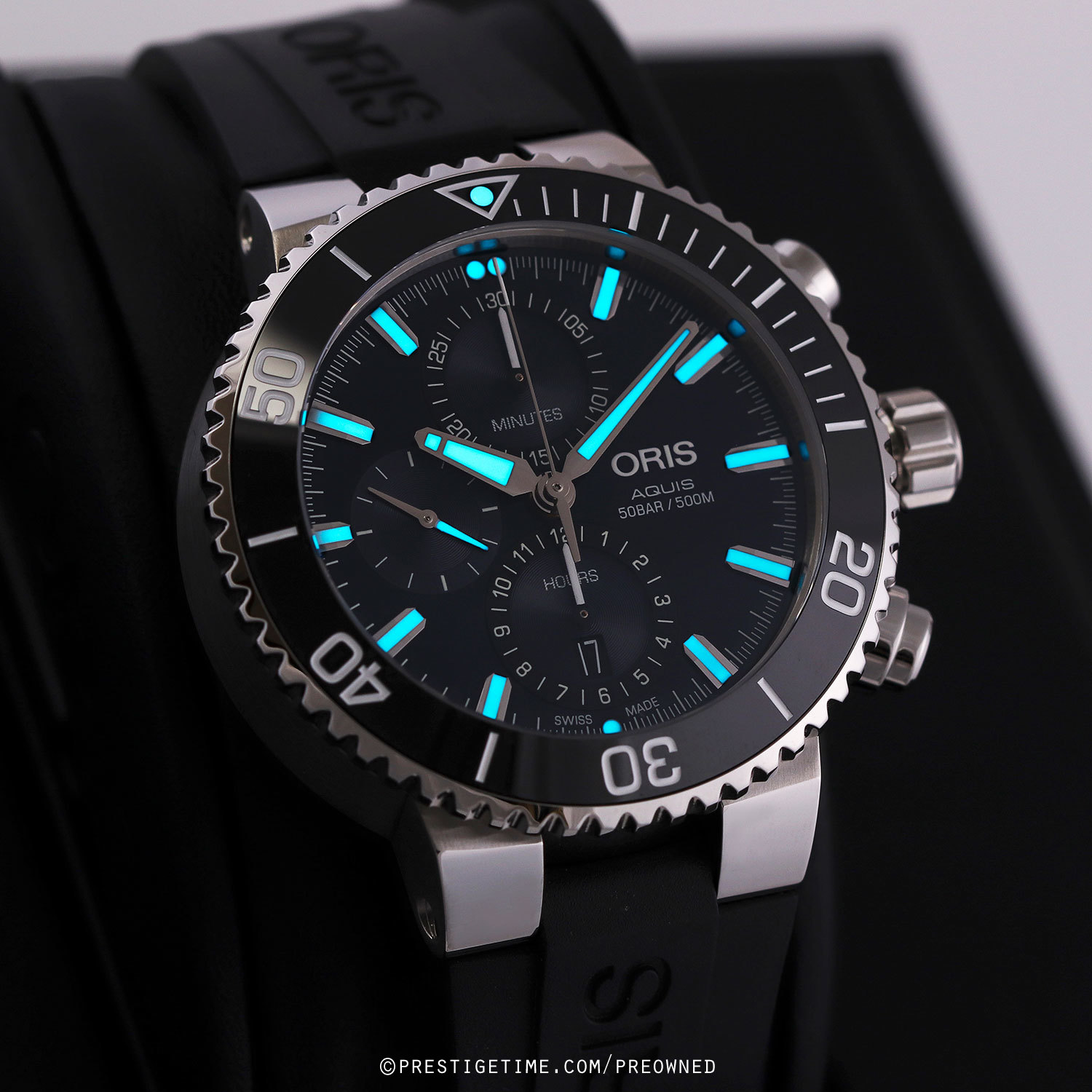 Pre-owned Oris Aquis Chronograph 45.5mm 01 774 7743 4155-07 4 24 64EB