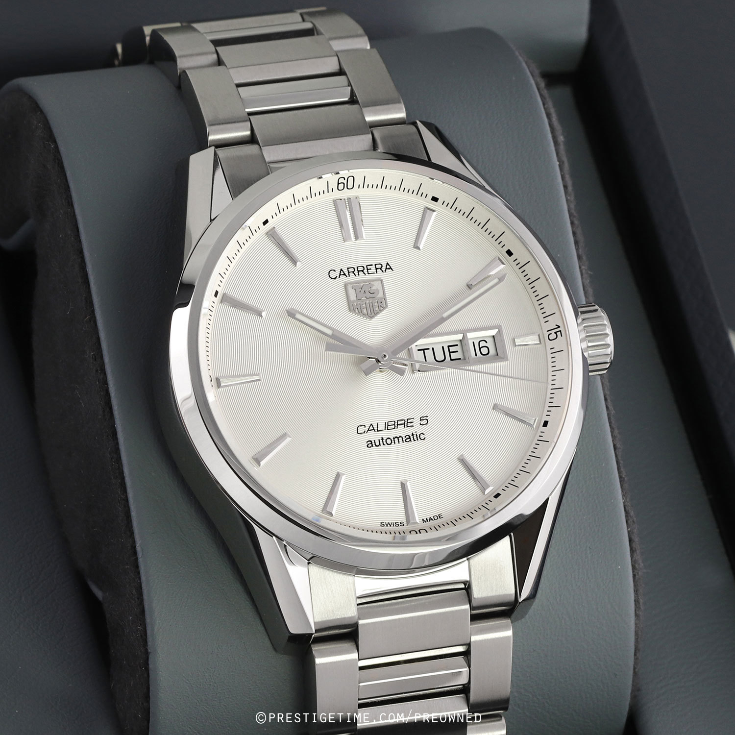 Pre-owned Tag Heuer Carrera Caliber 5 Day Date 41mm war201b.ba0723