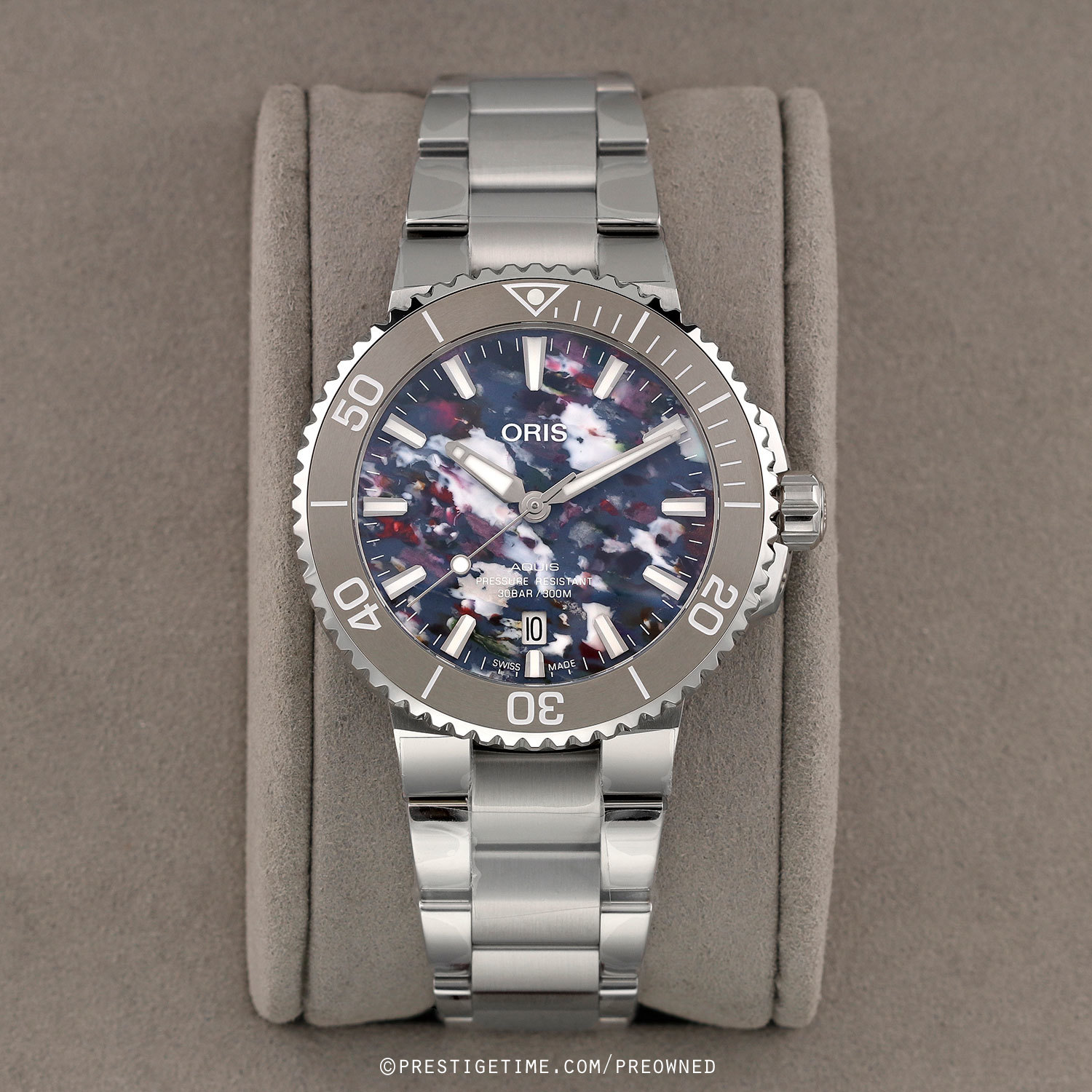 Pre-owned Oris Aquis Date Upcycle PET Plastic 41.5mm 01 733 7766 4150-Set