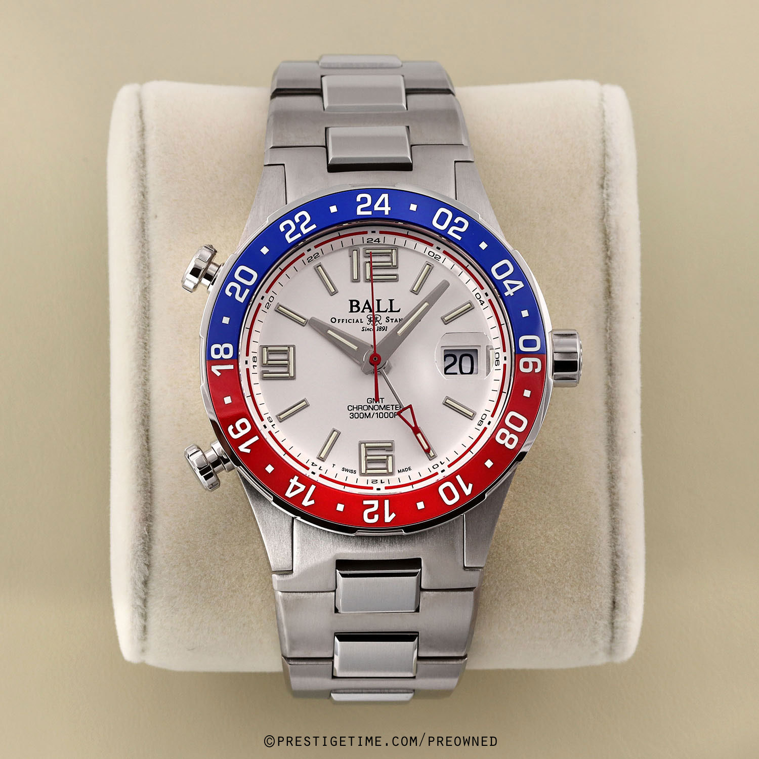 Pre-owned Ball Watch Roadmaster Pilot GMT 40mm DG3038A-S2C-WH