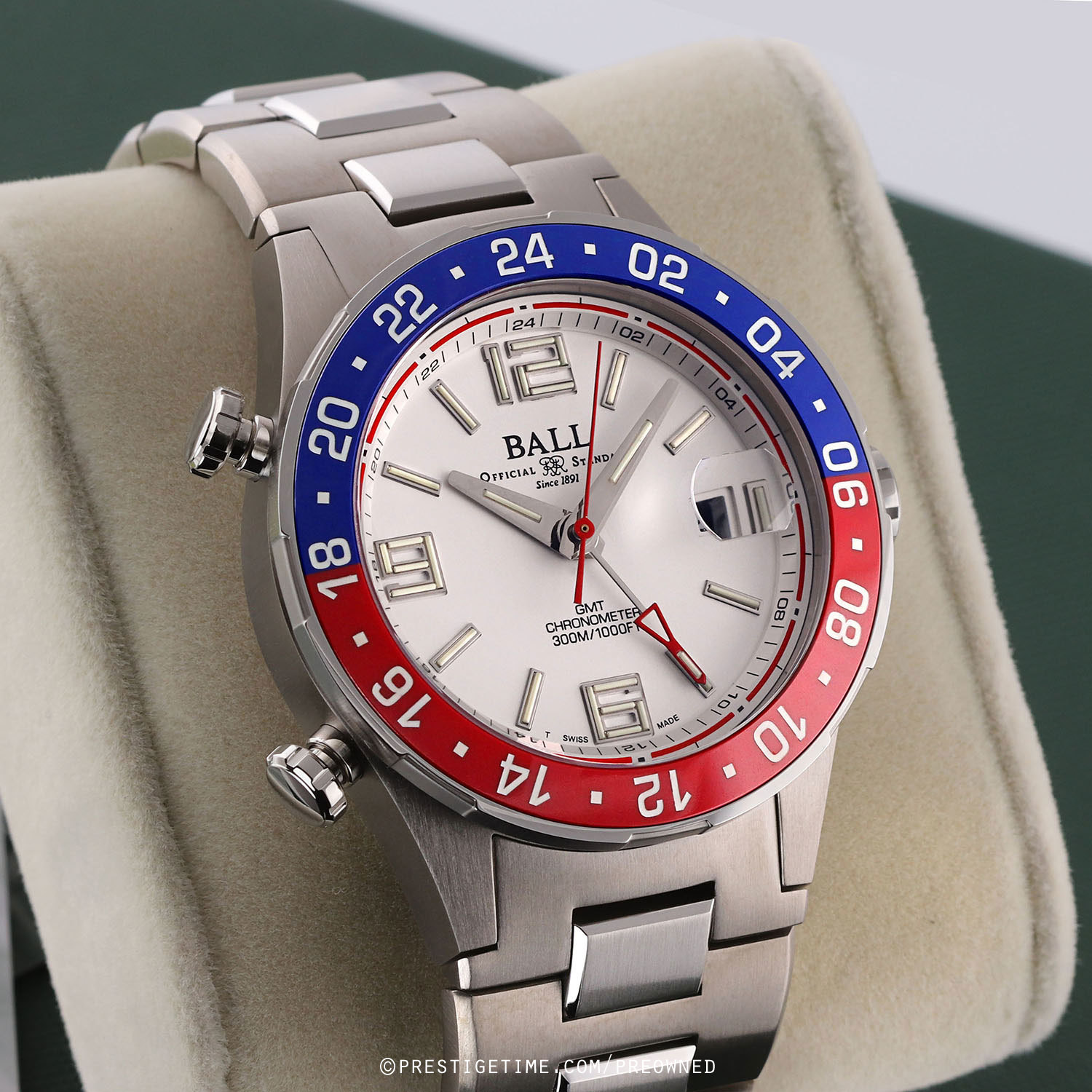 Pre-owned Ball Watch Roadmaster Pilot GMT 40mm DG3038A-S2C-WH