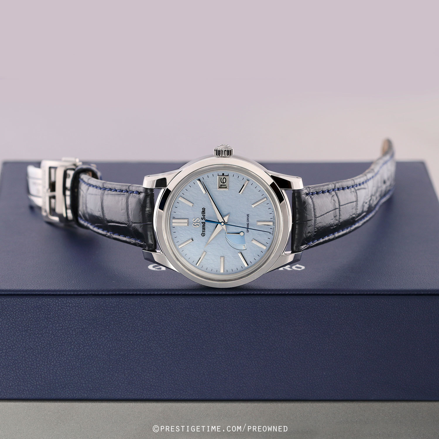 Pre-owned Grand Seiko Heritage Spring Drive 41mm Blue Snowflake sbga407